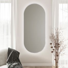 H.O.M Akasaka 40x90cm Handcrafted Oval LED Wall Mirror - White Frame ...