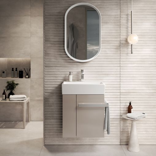 Bernstein Bathroom Cabinet Set 51(W) x 35(D) cm Matt Taupe with Ceramic ...